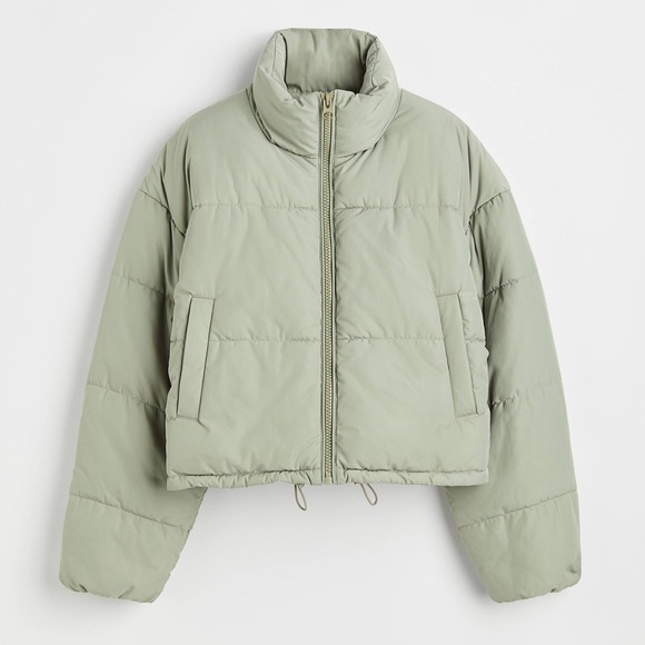 H&M | Jackets & Coats | Hm Cropped Puffer Sage Green Xs | Poshmark